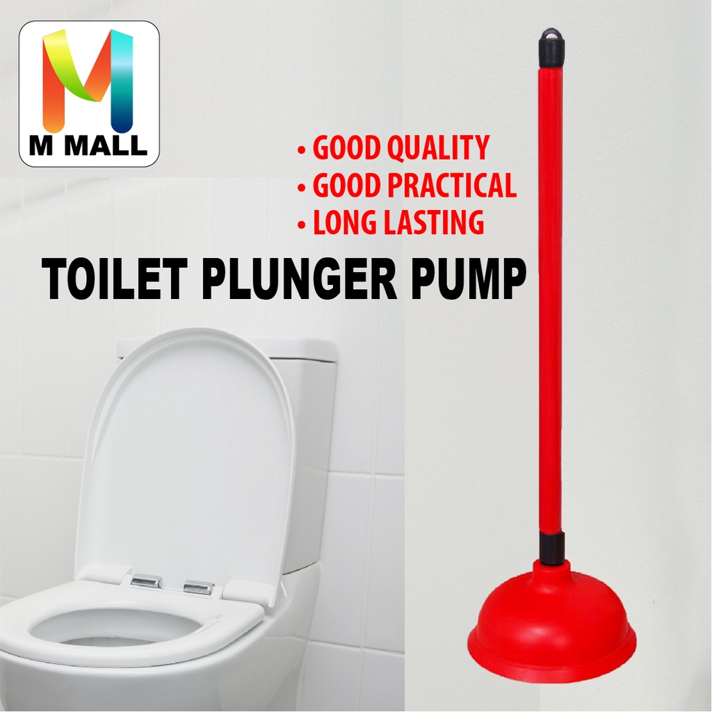 M MALL RED Rubber Toilet Plunger Pump Tandas Sumbat Pressure Suction ...