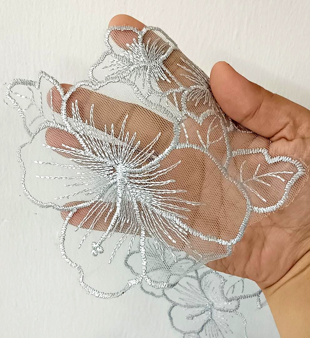 Hibiscus Bunga Lace Patch, Renda Lace, Lace Meter, Border Lace, Flower ...