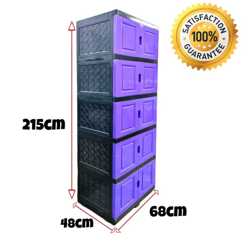 Almari Plastik Serbaguna 5 TINGKAT / EAGLE 5Tier DIY Plastic Cabinet ...