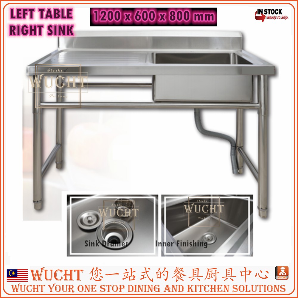 【WUCHT】Commercial Stainless Steel Sink 4 feet , Single Sink Portable ...