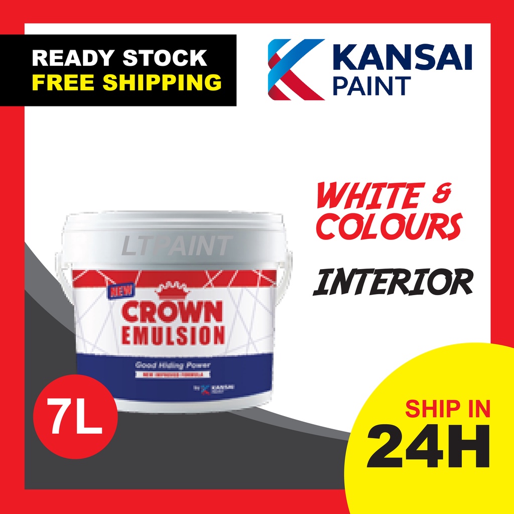 KANSAI BRANDED PAINT FROM JAPAN CROWN Emulsion White/Colour 7Litre ...