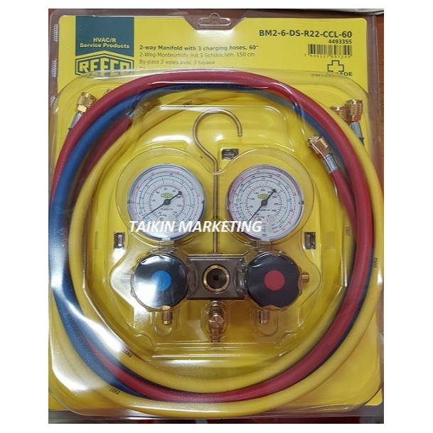 REFCO 2-Way Manifold Set with 3 Charging Hoses 5 Feet | Shopee Malaysia