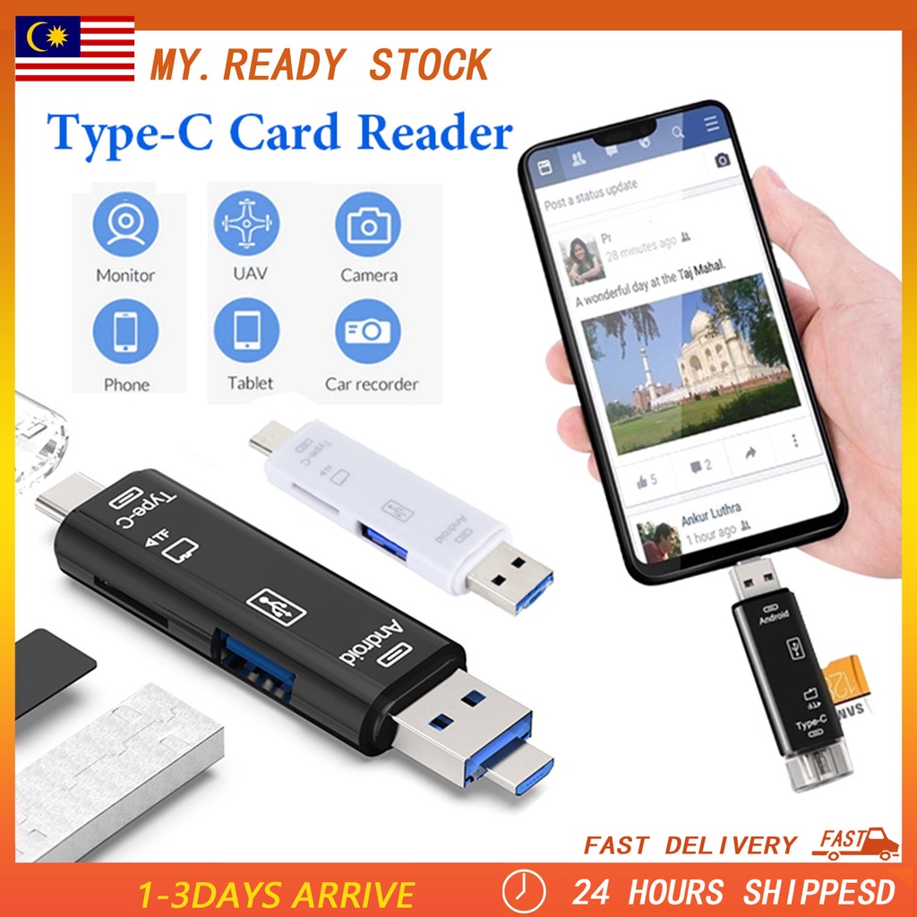 5 in 1 USB Card Reader OTG USB Type C Micro USB/ SD TF Memory Card ...