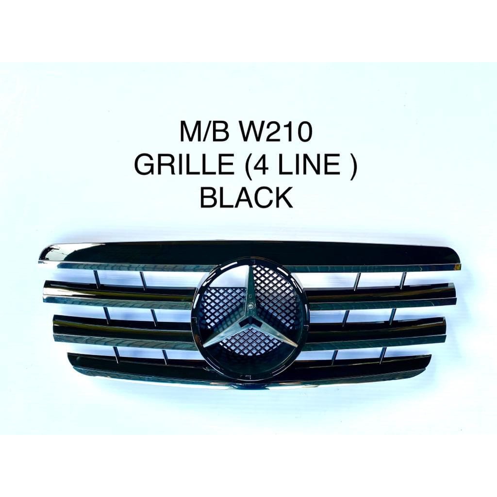 MERCEDES BENZ W210 E200 FACELIFT NEW MODEL 4 LINE BLACK GRILL WITH LOGO ...