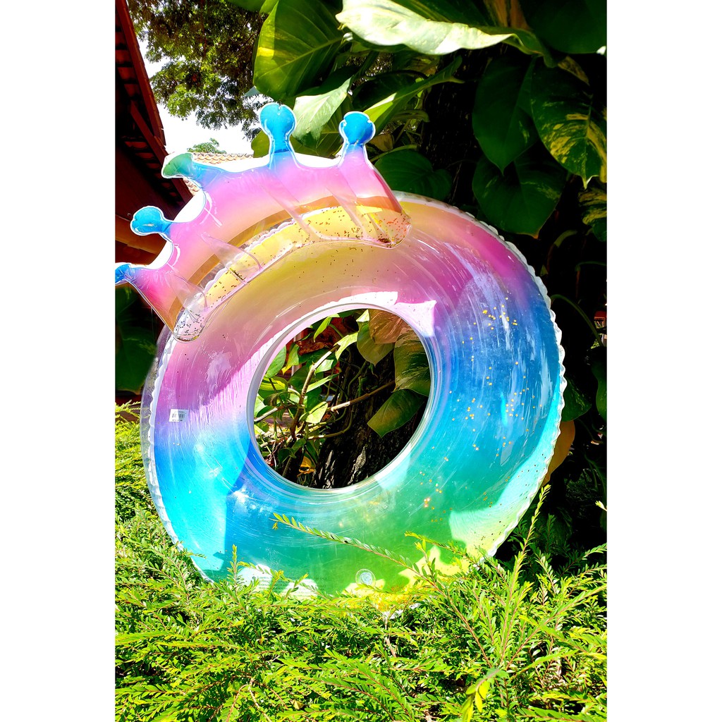Inflatable Rainbow Crown Swim Ring For Adult A'Famosa Momosa | Shopee ...