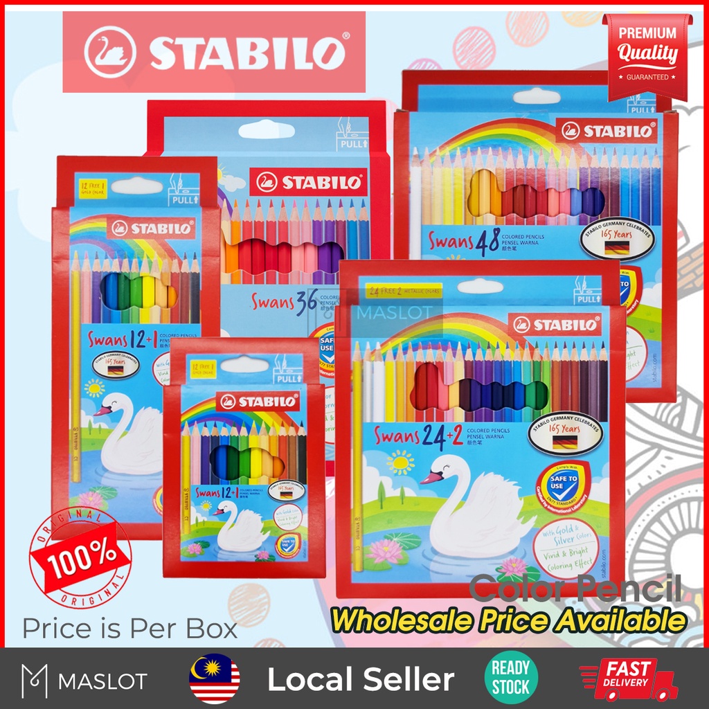 STABILO Swan Color Pencil Colour Pencil 12 short 12 Long 24 36 48 Long ...