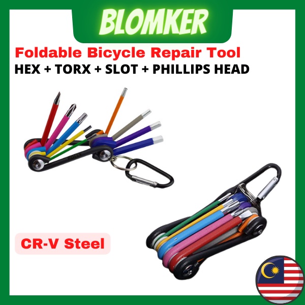 Folding Wrench For Bicycle Repair Torx Allen Key Hex Phillip Slotted ...