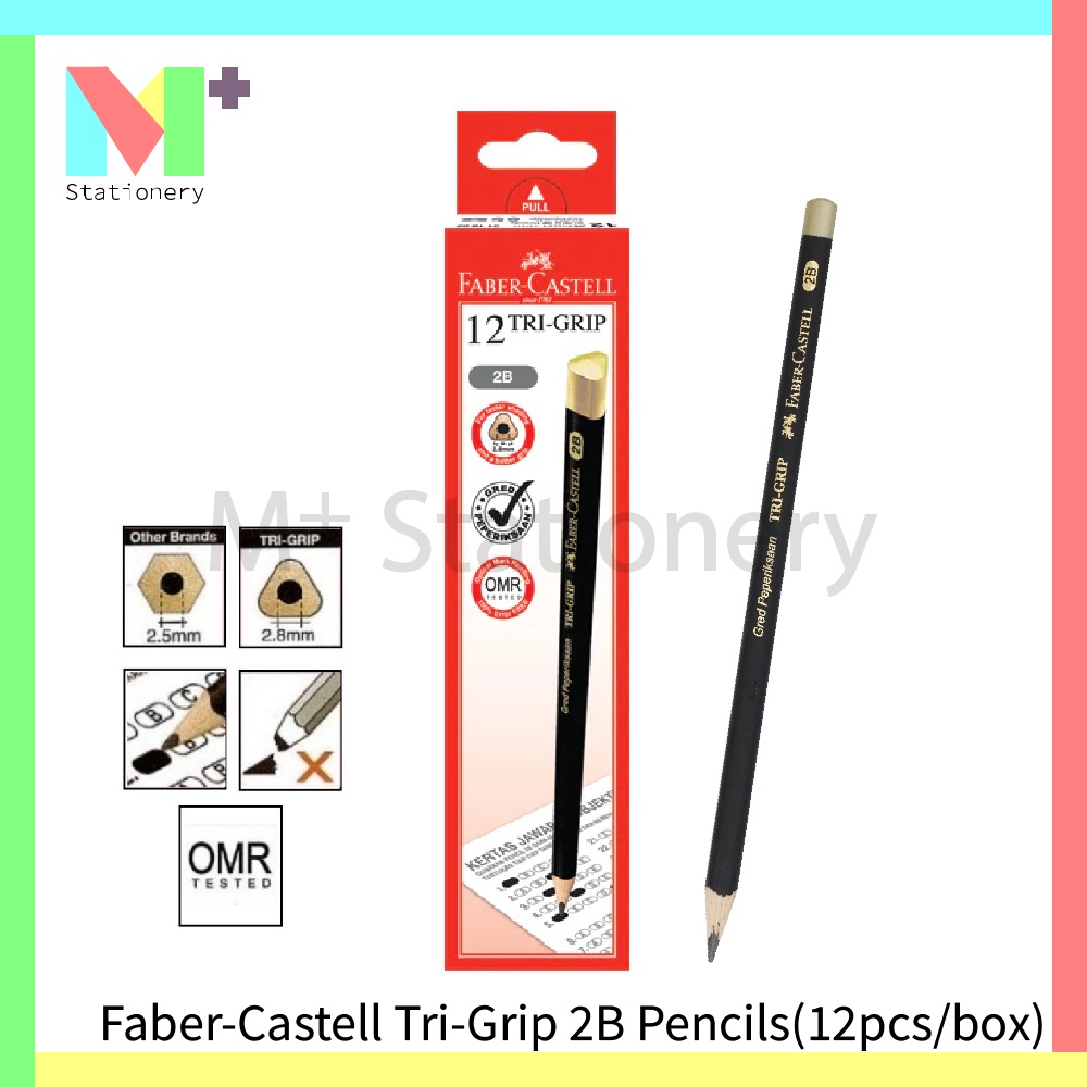 Faber-Castell Tri Grip 2B Pencil (Box of 12'pcs) / Pensel 2B | Shopee ...