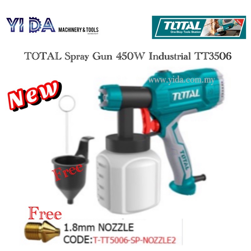 TOTAL Electric Heavy Duty Spray Gun 450W TT3506 6month warranty* Paint ...