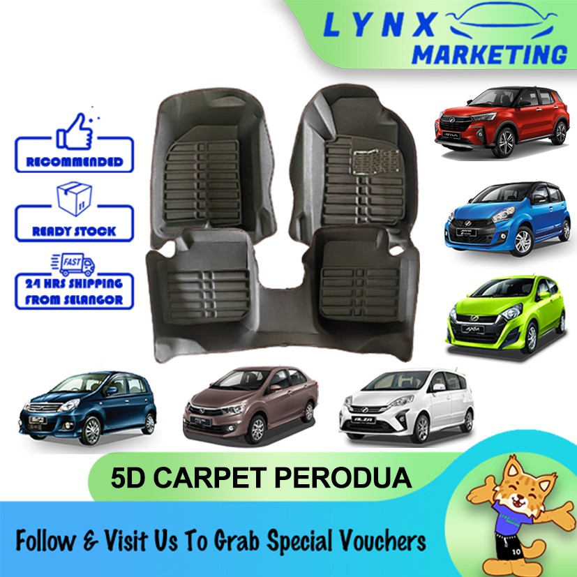 BLUECAT 5D CARPET Perodua (1994-2021) Car Floor Mat Ativa Alza Axia ...