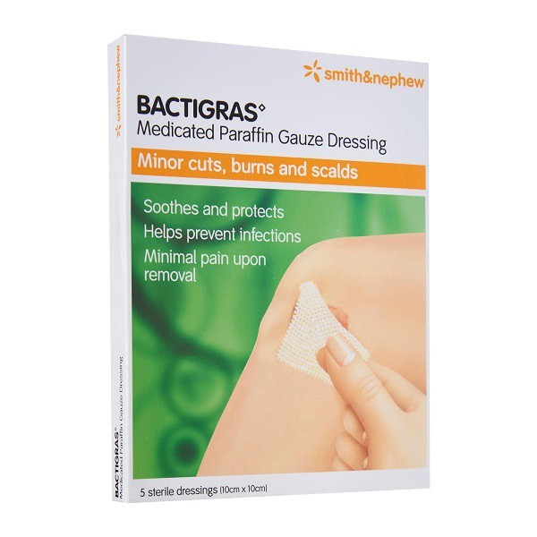 SMITH & NEPHEW BACTIGRAS MEDICATED TULLE GRAS DRESSINGS 10CM X 10CM 3'S ...