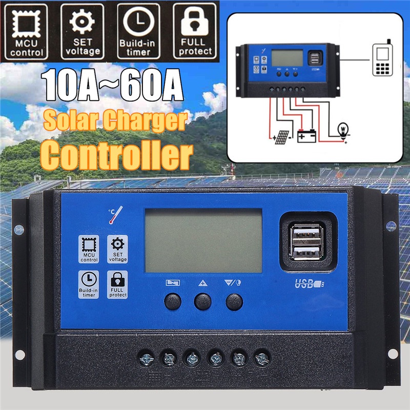 10A/20A/30A/40A/50A/60A Solar Charge Controller 12V 24V Auto PWM ...