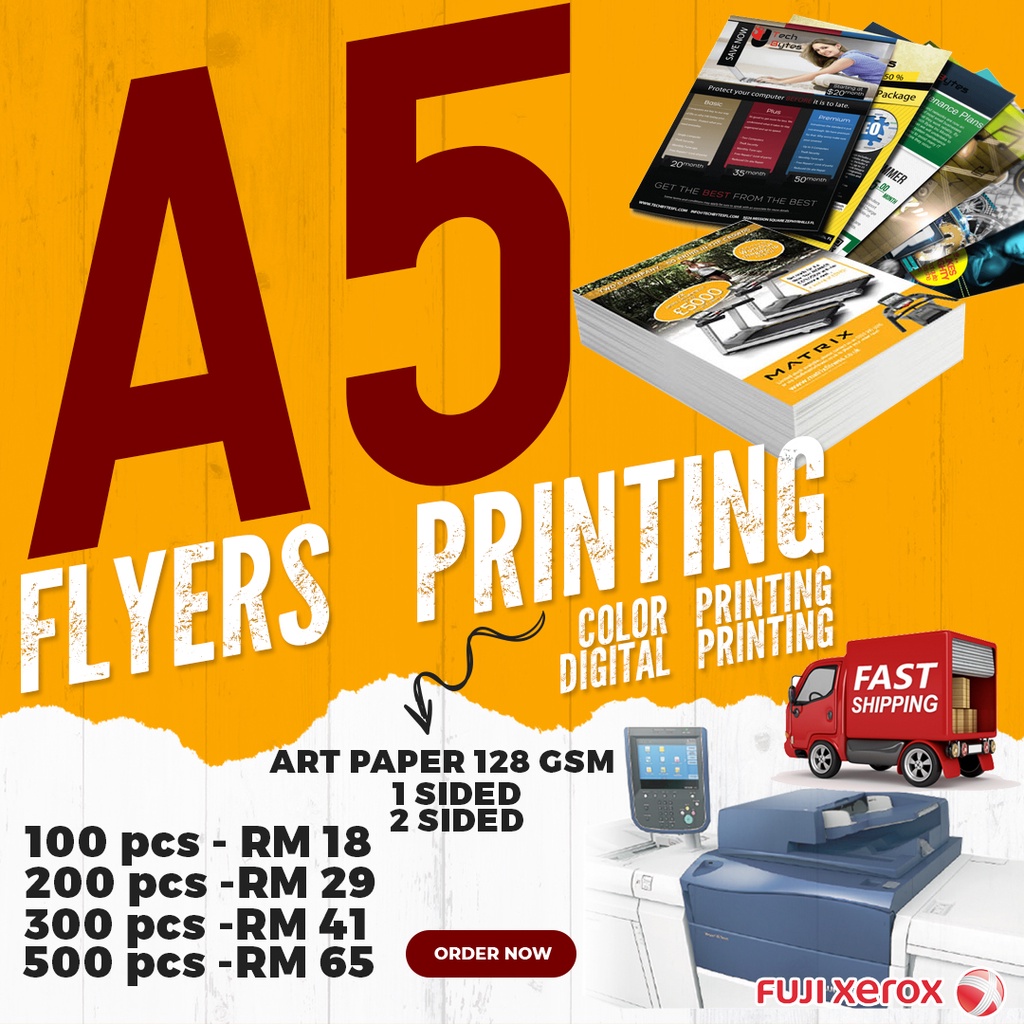 Flyers A5 color printing 128gsm art paper | Shopee Malaysia