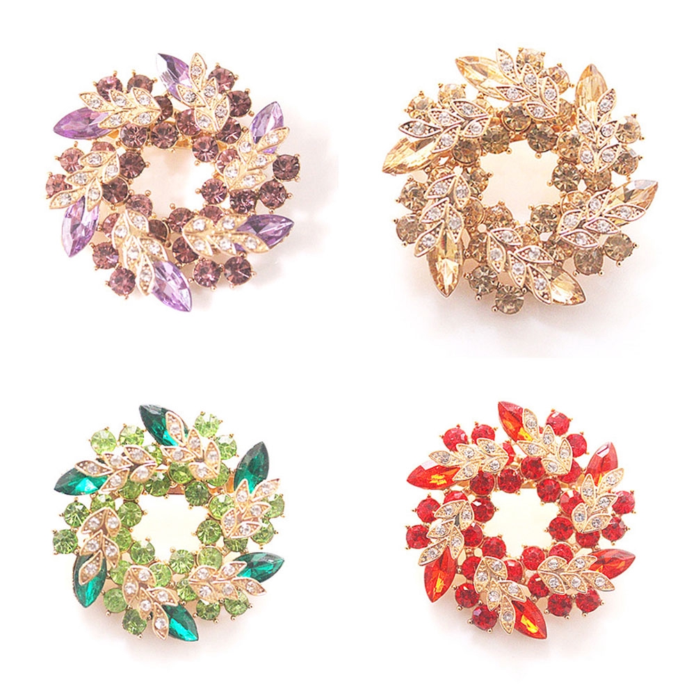 1Pcs Bling Bling Crystal Gold Plated Redbud Flower Pins Jewelry Women ...