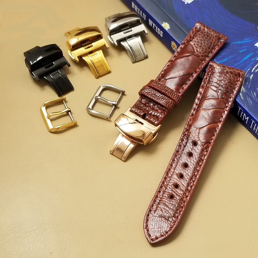 (Red Brown) High quality REAL OSTRICH leather watch strap with many ...