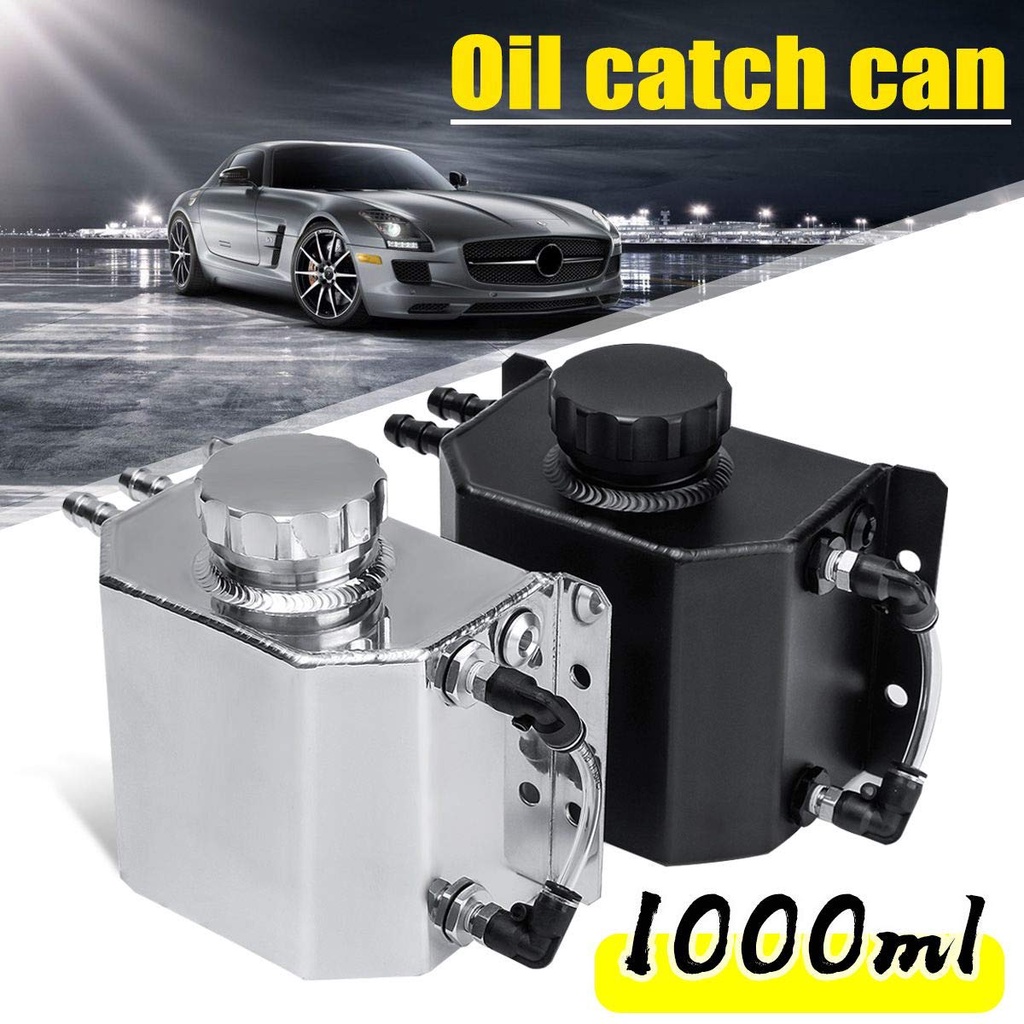 Universal 1L Alloy Aluminium Engine Oil Catch Can Breather Tank ...