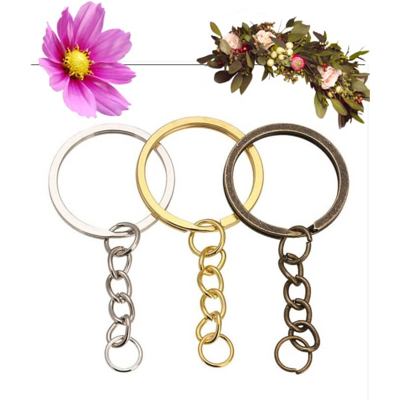 20pcs, 28mm Diameter Keychain with Short Chain Keychain DIY Accessories ...