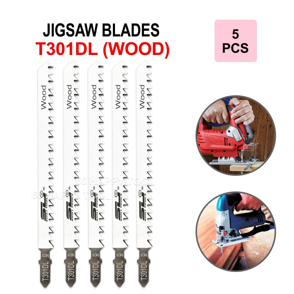 T301DL (Wood) 5pcs Set Reciprocating Jigsaw Blades T-Shank HCS for ...