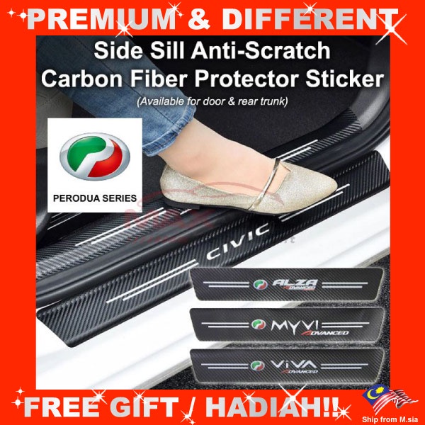 PERODUA ALZA AXIA ARUZ BEZZA MYVI VIVA ATIVA Car Door Carbon Side Sill ...