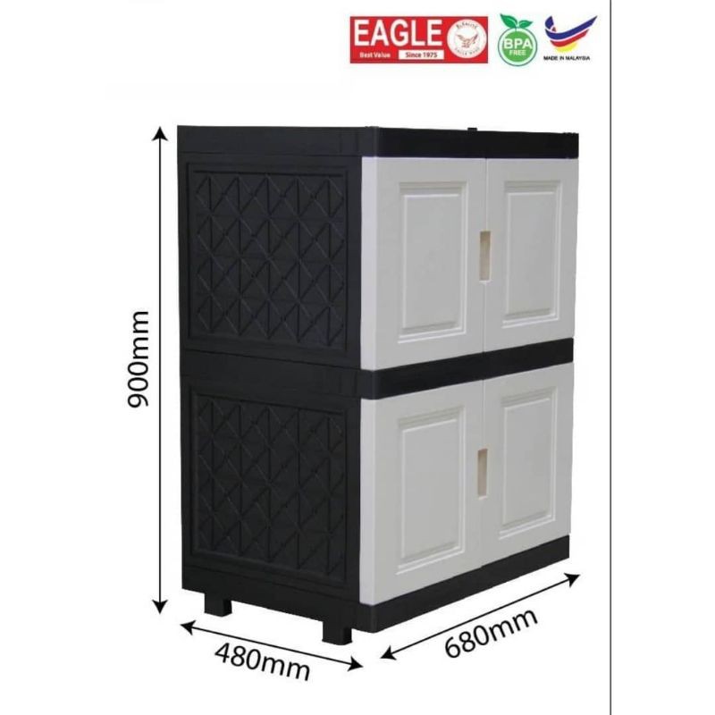 EAGLE DIY Plastic Storage Cabinet /Wardrobe/Almari Baju/ Almari ...
