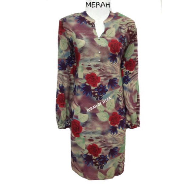 🔥LONG BLOUSE MUSLIMAH PLUS SIZE BLAUS LABUH MUSLIMAH SAIZ BESAR CORAK ...