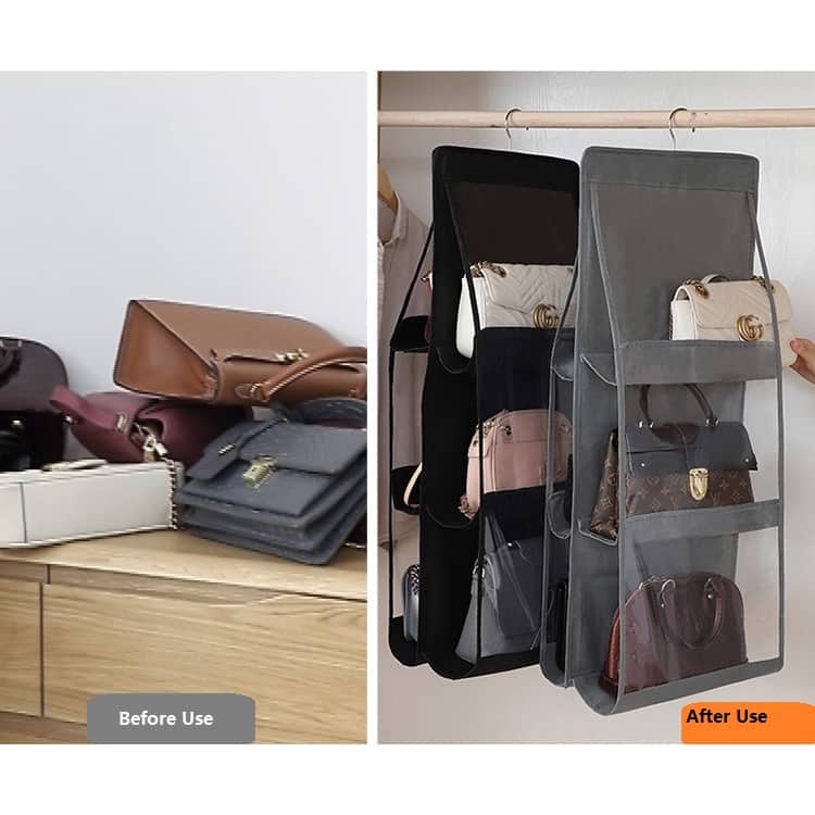 [Fast Shipping] 6 pocket wardrobe folding hanging organizer handbag ...