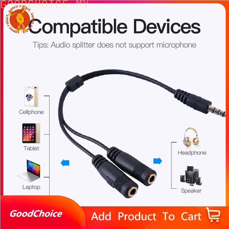 3.5mm Splitter 1 to 2 Stereo Audio Cable One Point Two Audio Cable Male ...