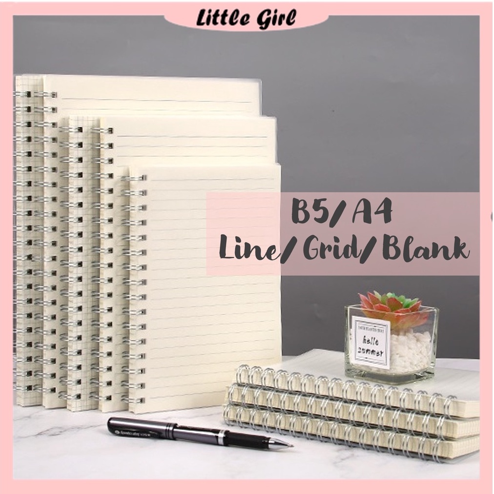 B5 A4 Coil Notebook Side Flip│PP Transparent Cover│Planner Exercise ...