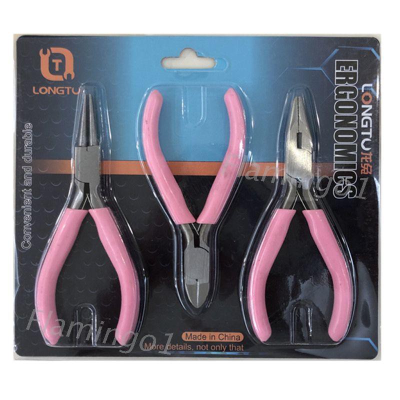 FLGO 3Pcs Jewelry Pink Pliers Set Wire Cutting Bending Plier Jewelry ...
