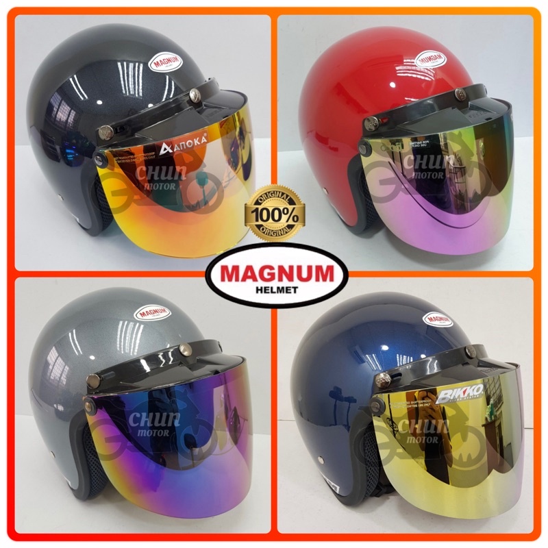 Magnum M5 Helmet Motorcycle Classic Topi with Visor (Size Bigger ...