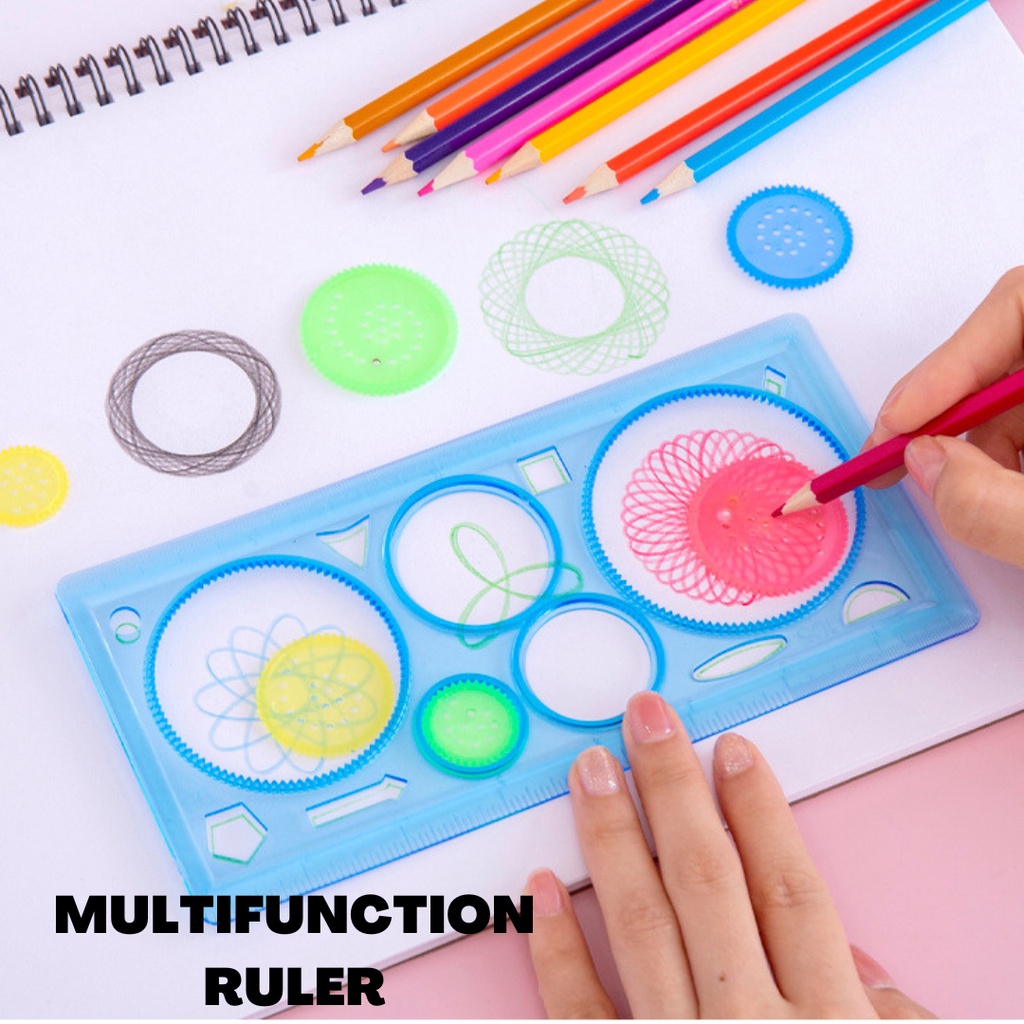 Multifunction Colorful Ruler Set Students Drawing Painting Template ...
