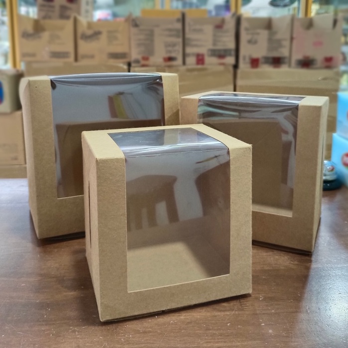 L Shape Window Box (Brown Kraft) - 6x6x5''/7x7x5''/8x8x5'' | Shopee ...