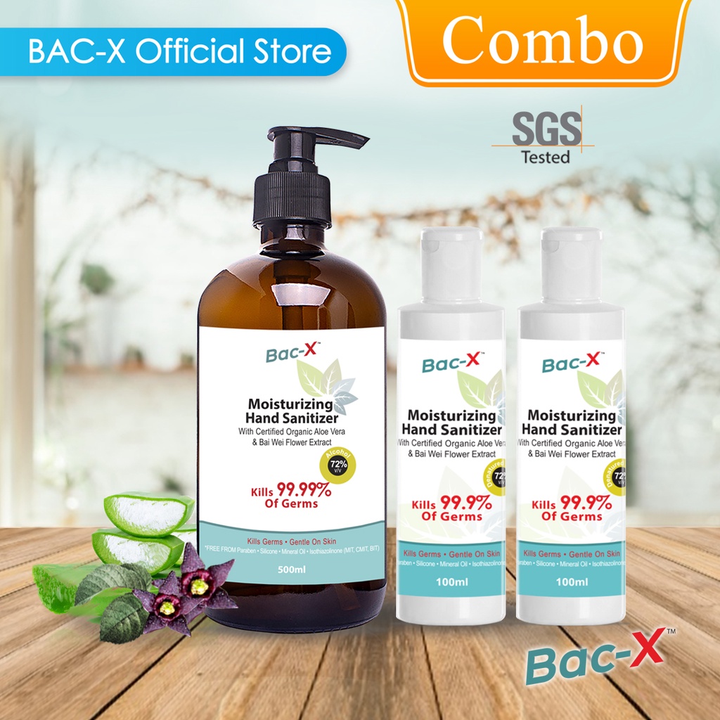 Bac-X Moisturizing Hand Sanitizer (500ML) + (100ML*2pcs) | Shopee Malaysia