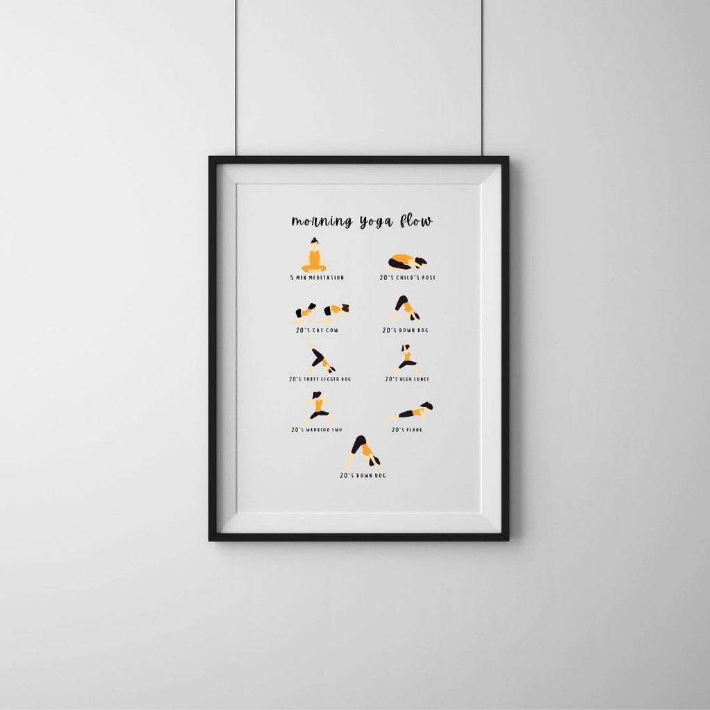 Morning Yoga Flow Wall Art, Yoga Poses Poster, Yoga Art, Self Care ...