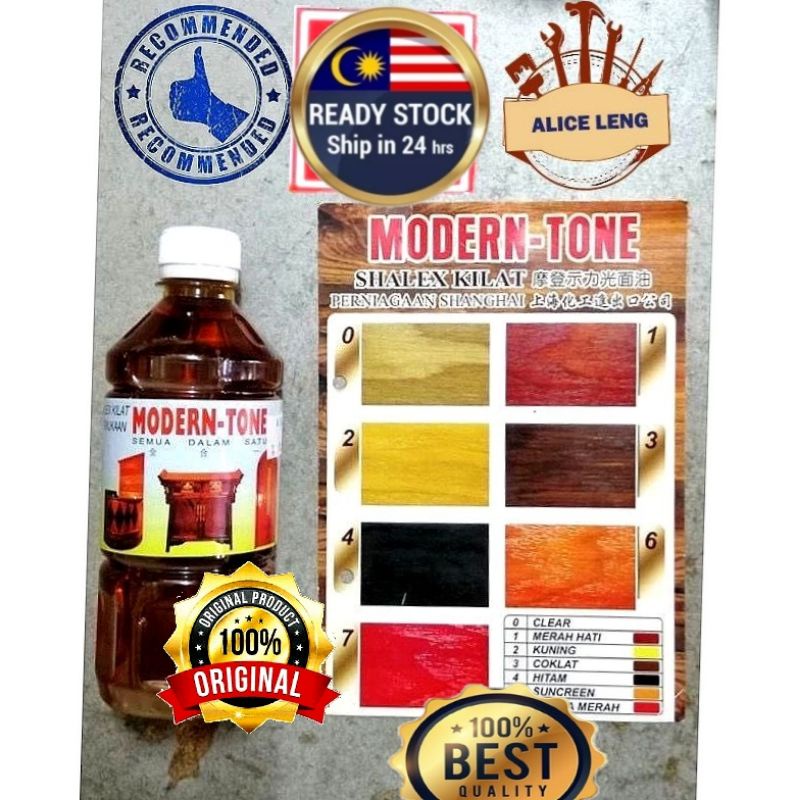 (MODERN TONE)Syelek Kayu Kilat 450ml:Interior & Exterior Use:(Wood ...