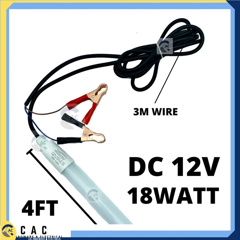 [5 PCS] MINLITE DC 12V LED TUBE T8 C/W BATTERY CLIP WATERPROFF 4FT ...
