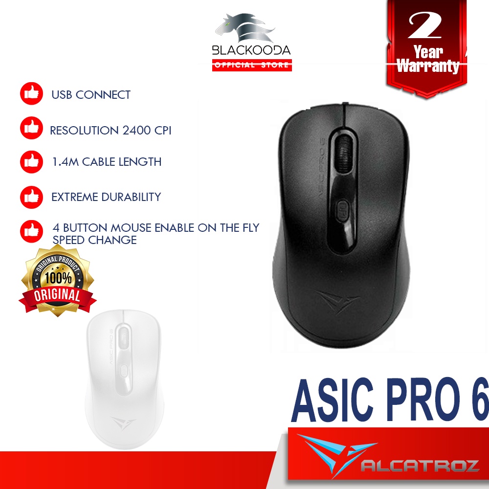 Alcatroz Asic Pro 6 Blue Ray 4 Button Hi Definition USB Mouse (2400CPI ...
