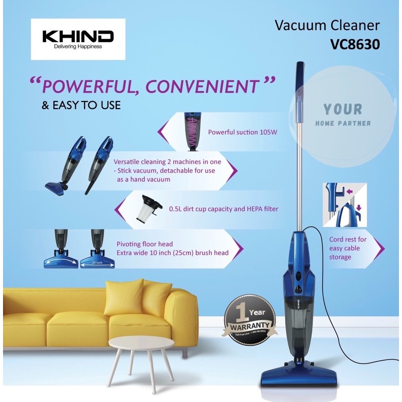 Khind Stick Vacuum With Wire VC8630 / VC66B / VC500 | Shopee Malaysia