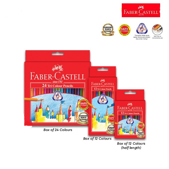 FABER-CASTELL TRI GRIP COLOUR PENCIL (12-SHORT)(12-LONG)(24-LONG ...