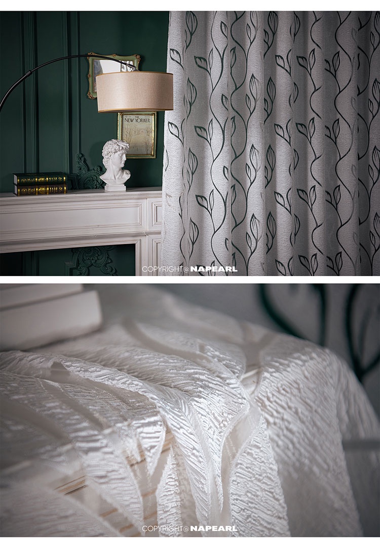 Napearl 1 PC Tulle【Hook Type】Jacquard Fabrics Bedroom Living room ...