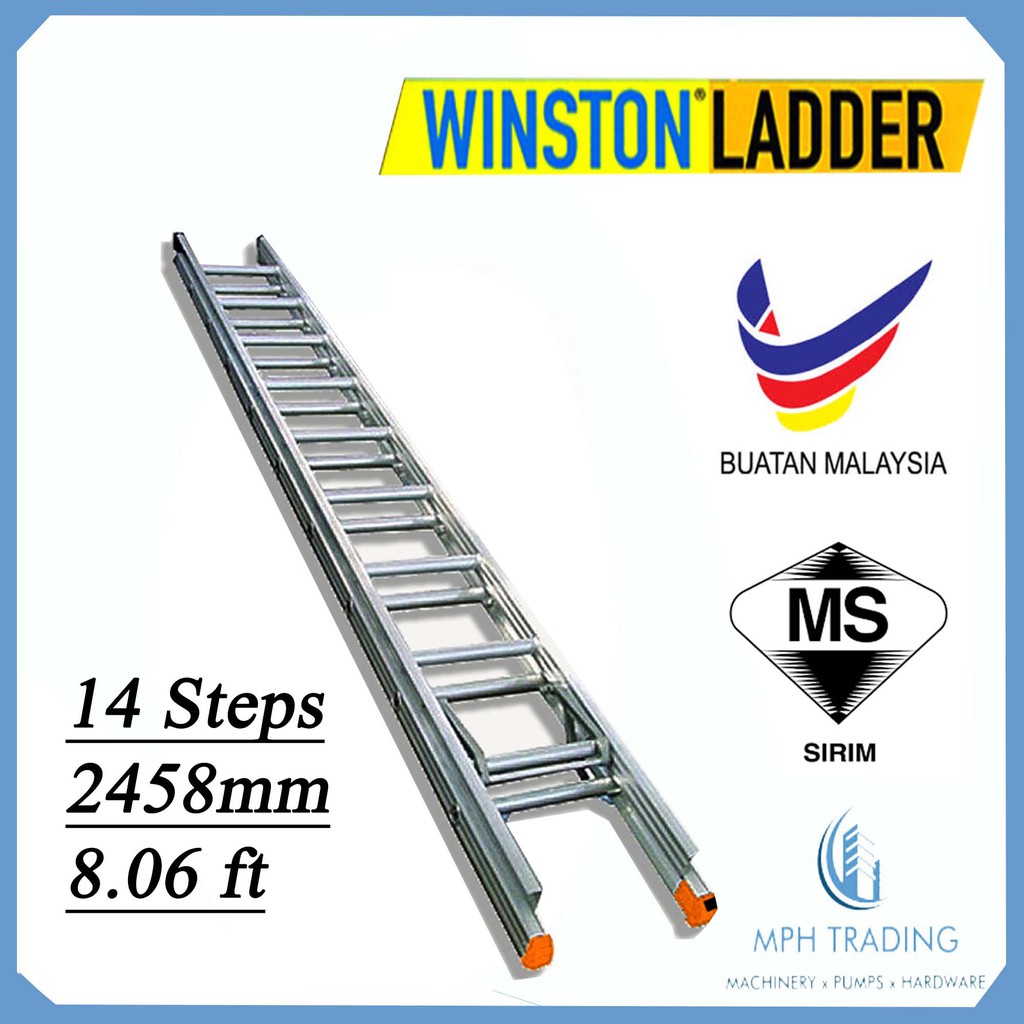 Original WINSTON ED08DR 14 Rungs 14 Steps Premium Aluminium Double Pole ...