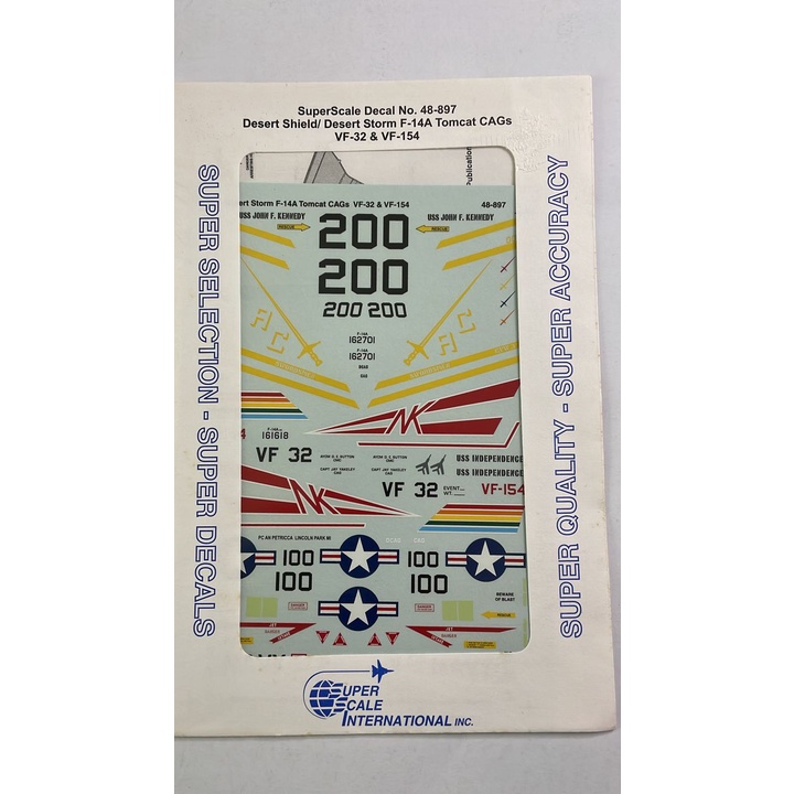SUPERSCALE DECAL 48-897 Desert Storm F-14A Tomcat CAGS VF-32 & VF-154 1 ...