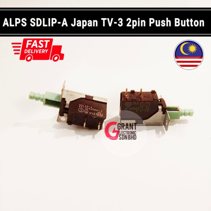 ALPS SDLIP-A Japan TV-3 4A / 3A 250V 2pin Push Power Switch Push Button ...