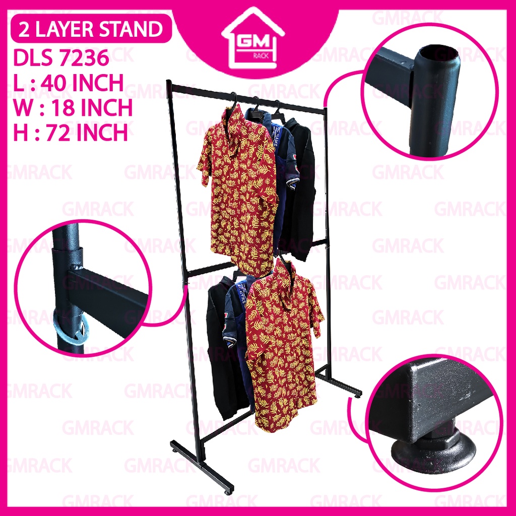 [GMRACK] DOUBLE LAYER STAND RACK BAJU TUDUNG ADJUSTABLE AMPAIAN BAJU 2 ...