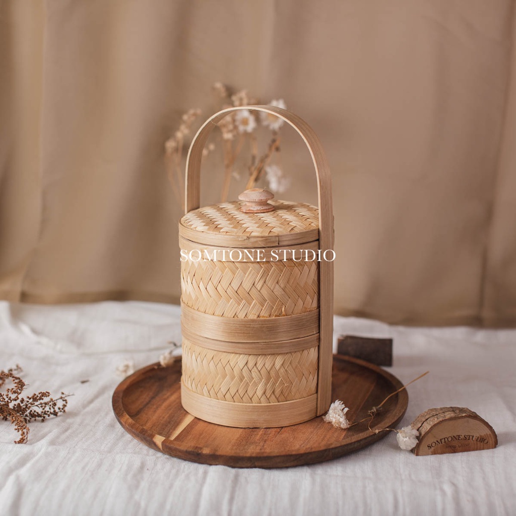 Handmade Bamboo Basket, Tiffin Design, Bakul Buluh Gift Deco Hadiah ...