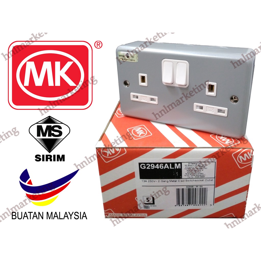 Mk Double 13a Switch Socket Metal Clad Heavy Duty Original Shopee