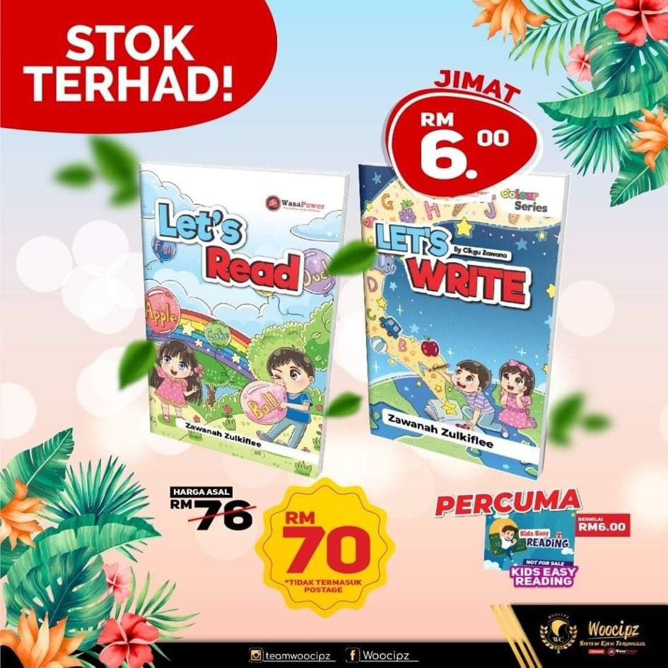 BUKU LET'S READ + BUKU LET'S WRITE + FREE Kids Easy Reading | BUKU PRASEKOLAH | BUKU TADIKA ...