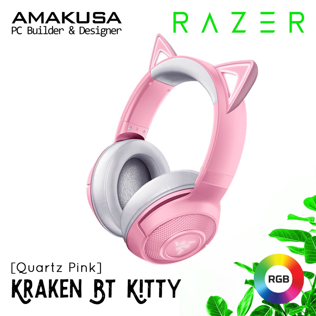 Razer Quartz Pink Kraken BT Kitty Edition Wireless Bluetooth Gaming ...