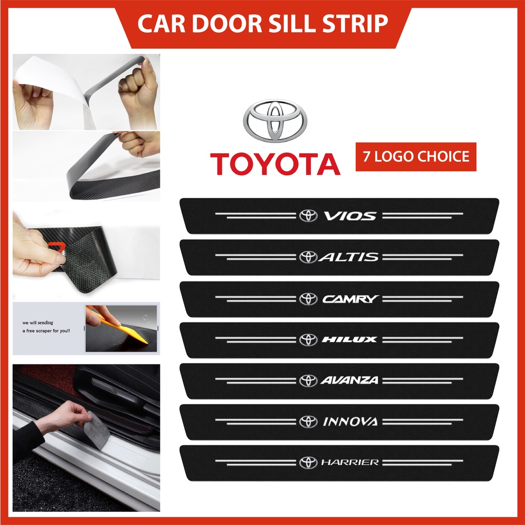 [Door+Bonnet Set] Toyota Logo Car Door Sill Sticker Anti Scratch Strip ...