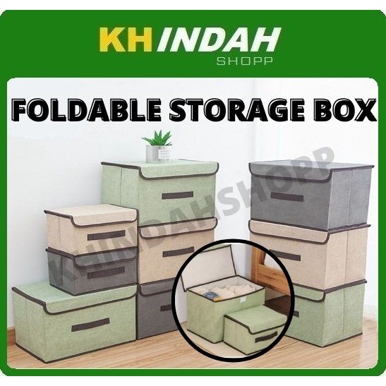 📢🔥READY STOCK🔥🎉 - PORTABLE NON-WOVEN STORAGE BOX FOLDABLE LINEN CLOTH ...